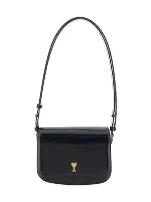 AMI Paris Leather Shoulder Bag With Adc Plate - Multicolor