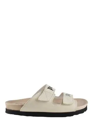 Palm Angels Palm Angels Beige Leather Logo Print Sandals Cream