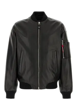 Dsquared2 Leather Bomber Jacket - Black
