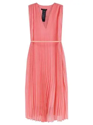 Max Mara MAX MARA Sleeveless V-Neck Pleated Midi Dress With Belt Multicolor