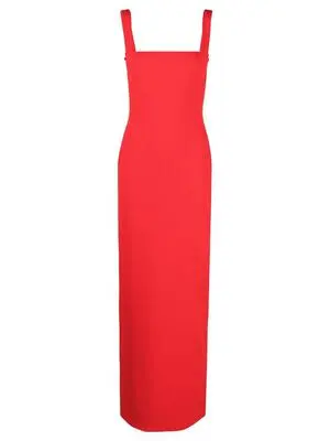 Solace London Red Crepe Textured Dress - Multicolor