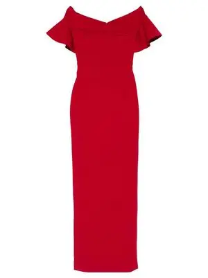 Solace London Red Crepe Textured Dress - Multicolor