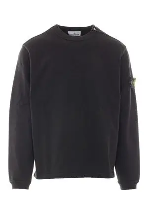 Stone Island Stone Island Appliqué Logo Long-Sleeve Crew Neck Sweater Black