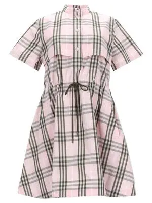 Burberry Checked Cotton Shirt Dress - Pink