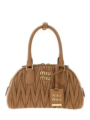 Miu Miu Miu Miu Arcadie Nappa Leather Handbag Brown