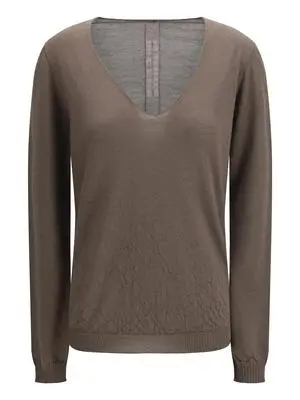 Rick Owens V-neck Fine Knit Sweater - Gray