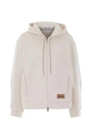 Moncler Logo Zip Hoodie - Cream