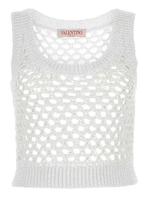 Valentino Garavani Mesh Escape Crop Top - White