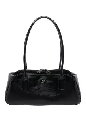 COURREGES Strip Naplack Shoulder Bag - Black