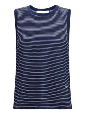 AMI Paris Striped Cotton Tank Top - Blue