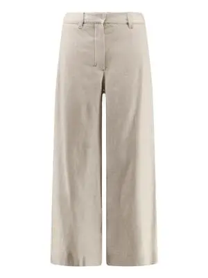 Max Mara S MAX MARA Stretch Cotton Linen Trousers Multicolor