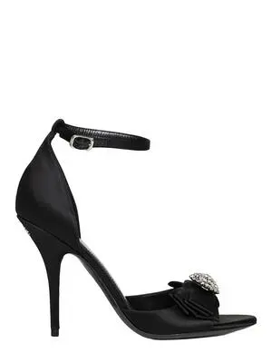 Balenciaga Black Avenue Palazzo 110mm Sandals With Rhinestone Bow - Multicolor