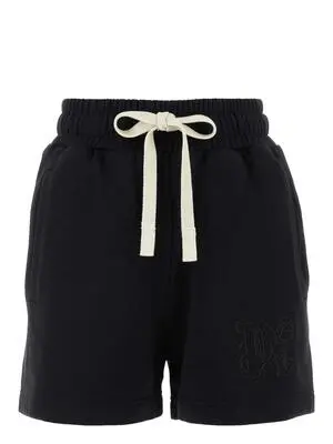 Palm Angels Cotton Shorts With Drawstring Waist - Black