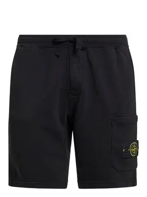 Stone Island Black Organic Cotton Fleece Cargo Shorts - Multicolor