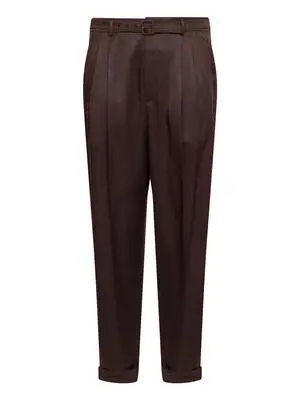 SAINT LAURENT Saint Laurent Chocolate Duchesse Silk Satin Slim-Fit Trousers