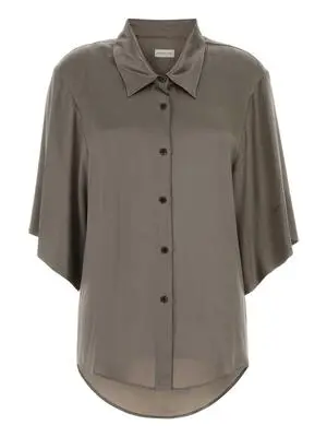 Dries Van Noten Grey Satin Shirt - Gray
