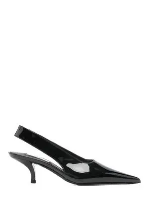 TOTEME Patent Calf Leather Pointed Toe Slingback Strap Heels - Black