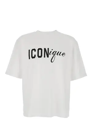Dsquared2 White Crew Neck T-shirt With Maxi Logo On The Front In Cotton For - Multicolor
