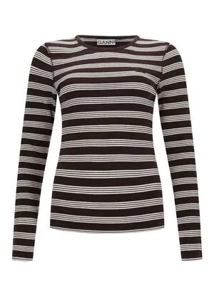 GANNI Striped Long Sleeve Top - Multicolor
