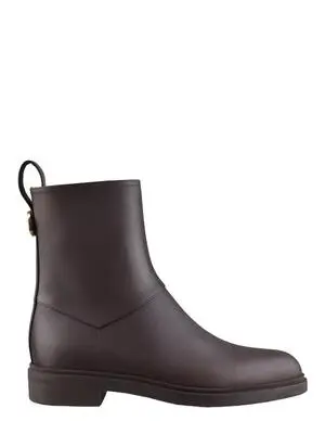 Loro Piana Kilda Leather Boots With Gold Detail - Brown