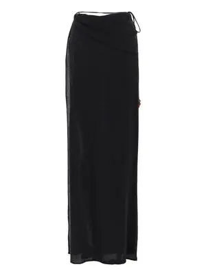 Magda Butrym Long Drape Skirt With Beading - Black