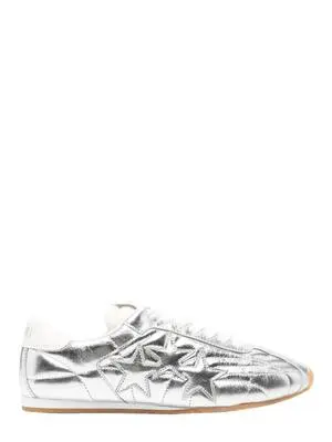 Amiri Tone Star Motif Quilted Leather Lace-up Trainers - Silver