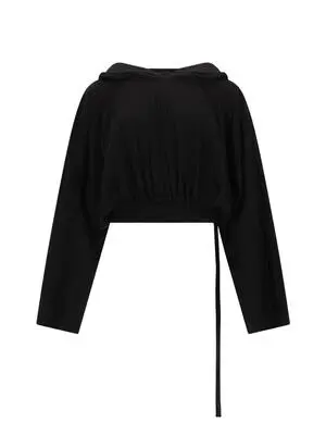Rick Owens Cropped Hooded T-shirt - Black