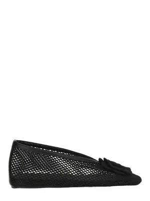GANNI Jenny Mesh Ballerinas With Crochet Floral Detail - Black
