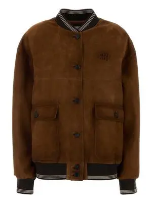 Miu Miu Suede Bomber Jacket - Brown