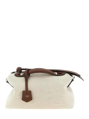 Fendi FENDI "By The Way Soft Medium" Handbag In Canvas And Hammered Leather Cream