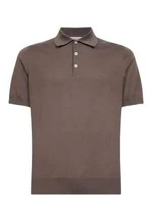Brunello Cucinelli Hazelnut Lightweight Cotton Knit Polo Shirt - Multicolor