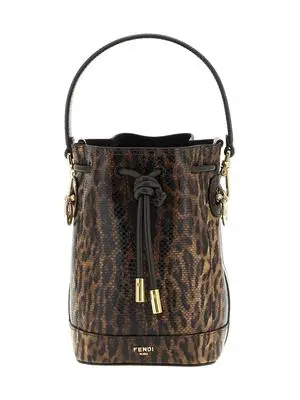 Fendi FENDI Mon Tresor Mini Bucket Bag In Karung Snake Brown