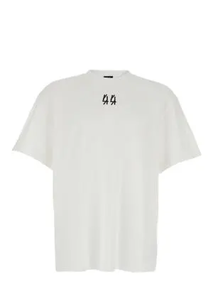 44 LABEL GROUP Crew Neck T-shirt With Front Logo And Maxi Logo On The Back In Cotton For - White
