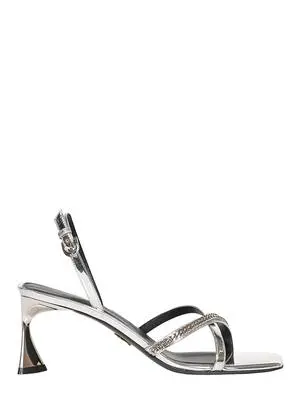 Stella McCartney Silver Metallic Heeled Sandals - Multicolor