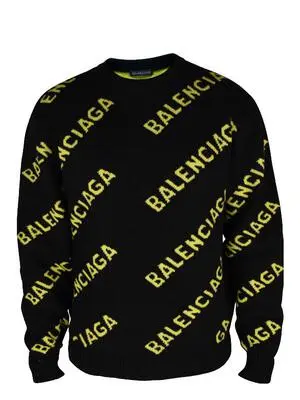 Balenciaga Logo Knit Sweater - Black