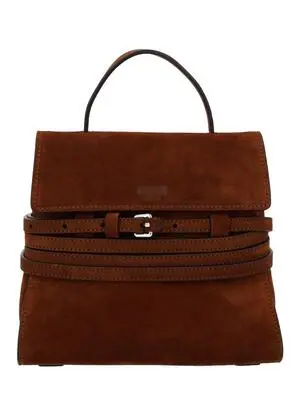 Moschino Small Suede Top Handle Bag - Brown