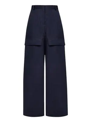 Stella McCartney STELLA MCCARTNEY Cotton Wide Leg Cargo Pants Blue