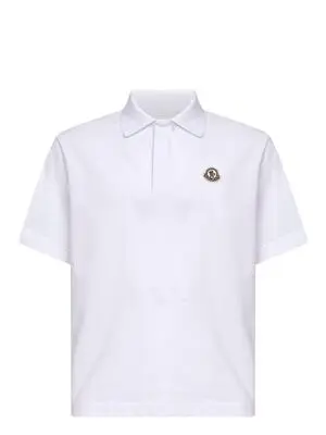 Moncler White Cotton Pique Logo Polo Shirt - Multicolor