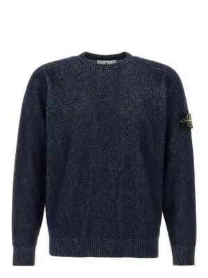 Stone Island Dark Cotton Blend Ribbed Crew Neck Sweater - Blue