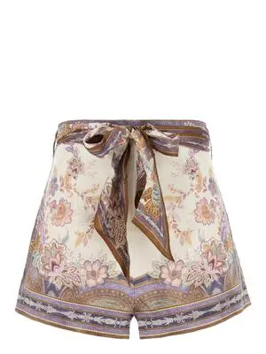 Zimmermann Printed Linen Luna Shorts - Multicolor