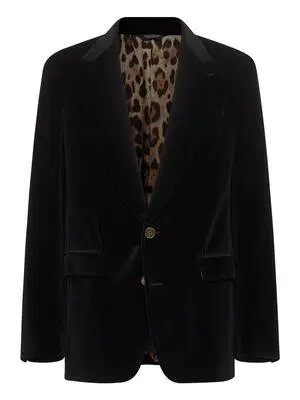 Dolce & Gabbana Black Velvet Sicilia Light Single-breasted Blazer - Multicolor