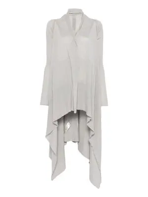 Rick Owens Grey Ribbed Knit Draped Cardigan - Multicolor
