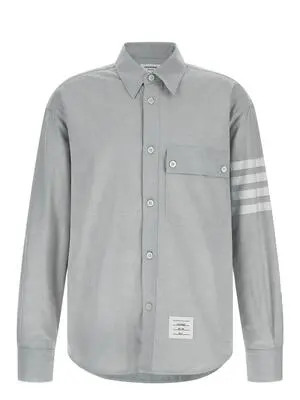 Thom Browne 4bar' Flannel Shirt - Gray