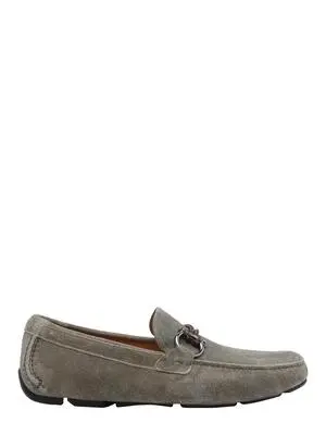 FERRAGAMO FERRAGAMO Gancini Suede Loafers Green