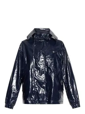 Moncler Shiny Linen Coated Canvas Jacket - Blue