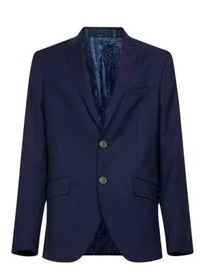 Etro Blue Wool Single-breasted Jacket - Multicolor