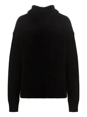 JIL SANDER Cashmere Blend High Neck Sweater - Black