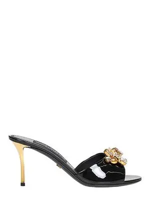Dolce & Gabbana Dolce & Gabbana Black Patent Leather Crystal Embellished Sandals Multicolor