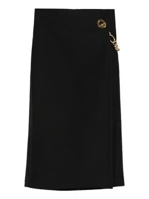 Celine Wool Midi Skirt With Chain Detail - Multicolor