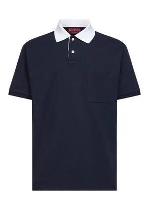 Gucci Blue Stretch Cotton Pique Polo Shirt - Multicolor